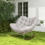 SWITTE Outdoor Rocking Chair, Indoor Lounge Rocking Chair with Cushion ...