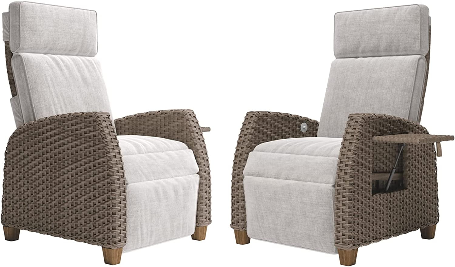 Grand Patio Set of 2 Garden Recliner Chair, Tall PE Hand-Woven Wicker ...