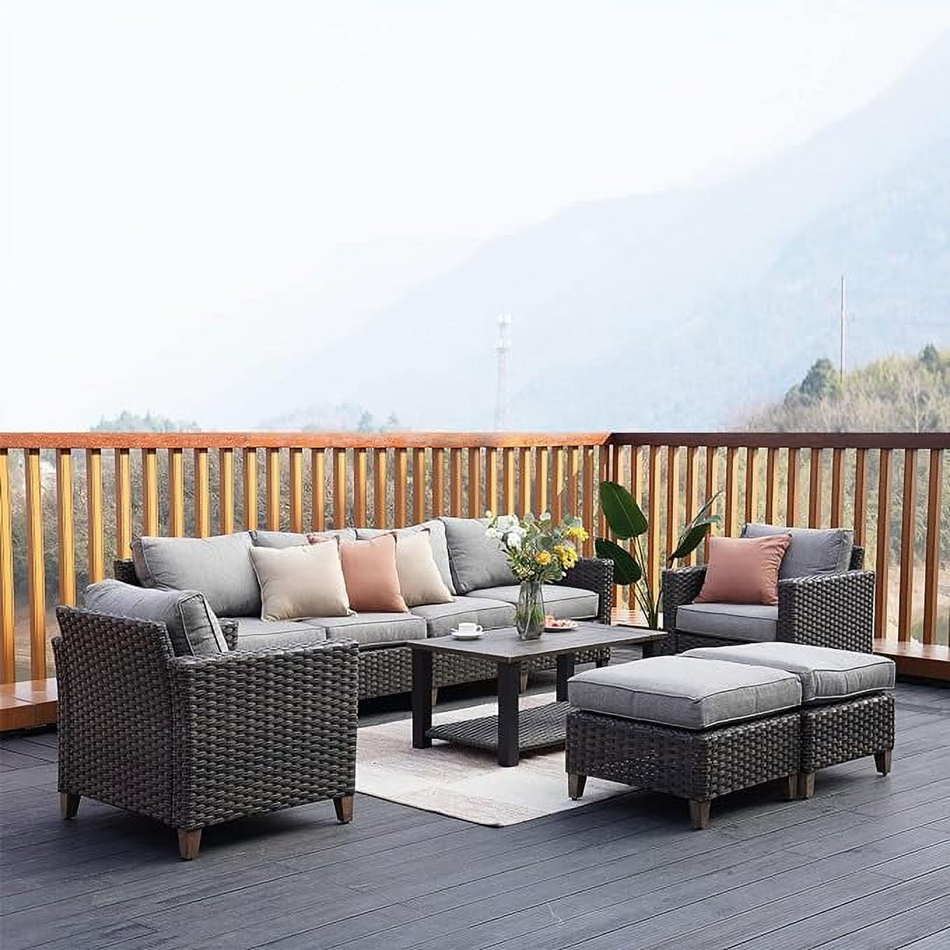 Grand Patio Sofa Sets 9 Pieces Conversation Set with Coffe Table ...
