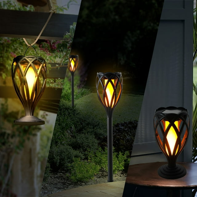Grand Patio Tall Solar Torch Landscape Lights 4-Pack, Flickering Flame ...