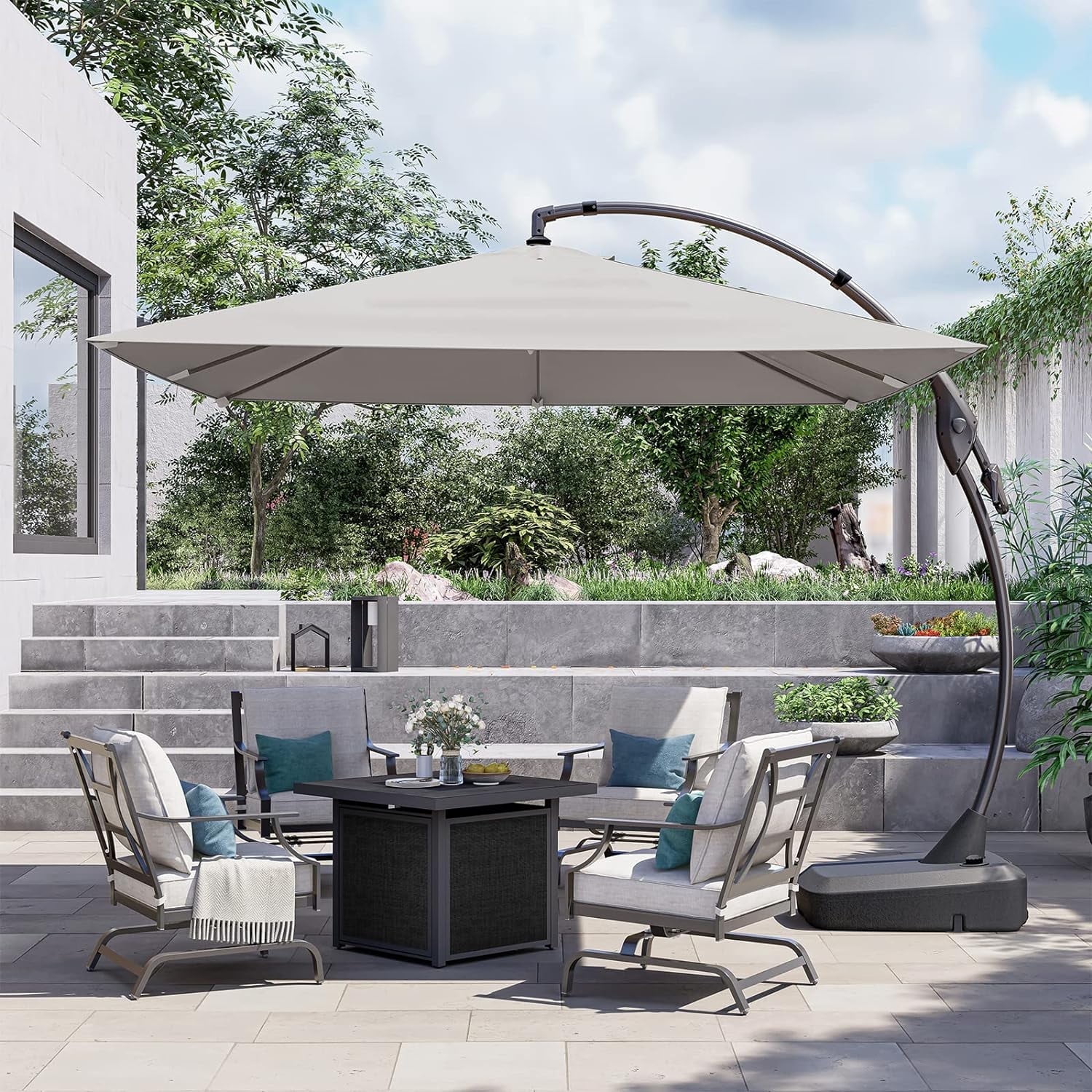 Grand Patio x SUNBRELLA 10 Ft Square Patio Umbrella Deluxe Curvy ...