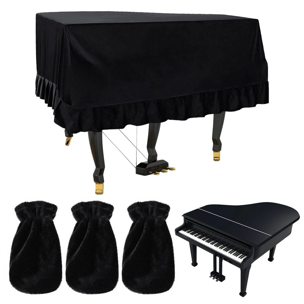 Grand Piano Cover with 3 Foot Cover, 63 x 59 x 20''Triangle Piano Full ...
