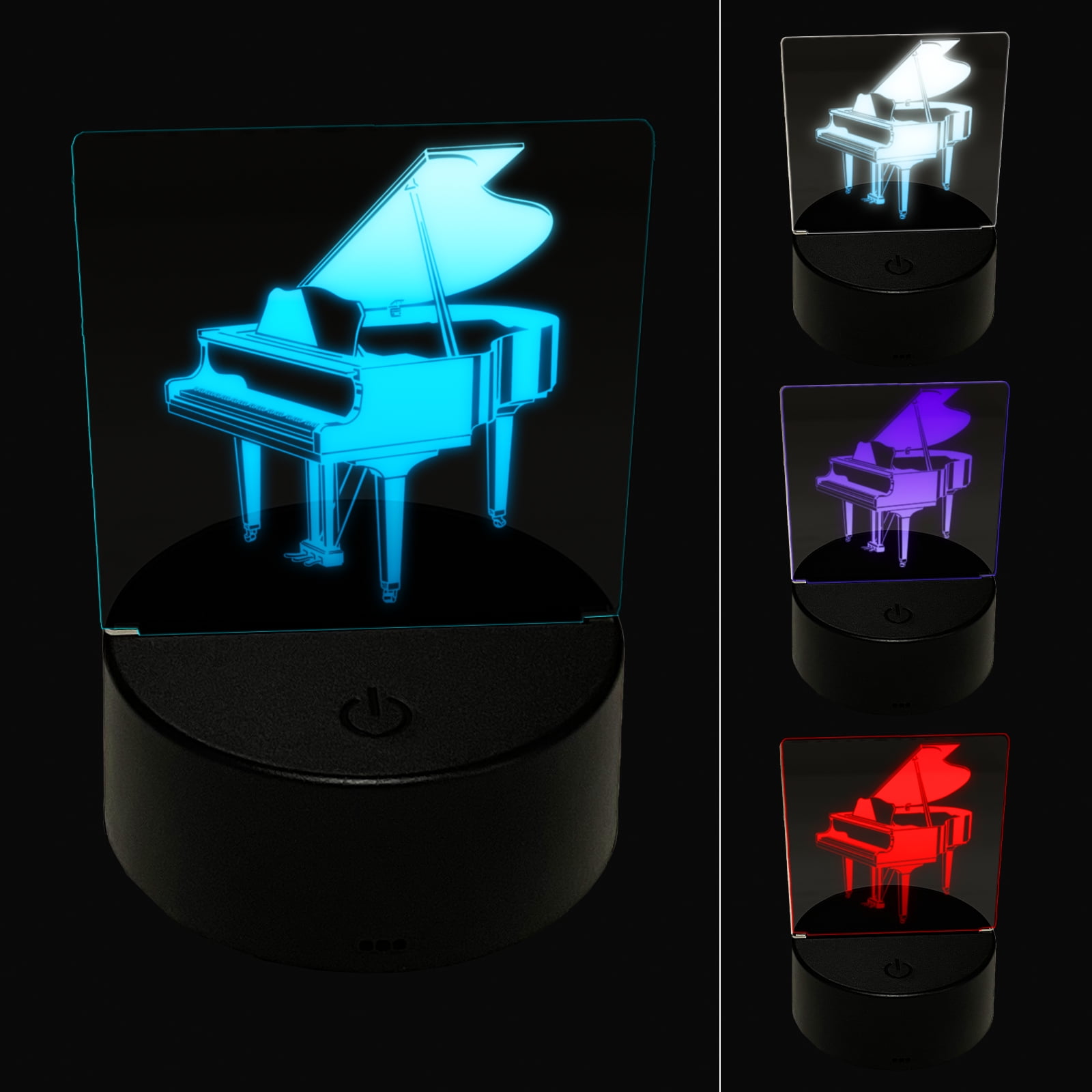 Grand Piano Musical Instrument LED Night Light Sign 3D Illusion Desk ...