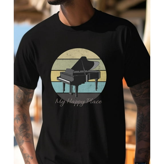 Grand Piano Shirt, Piano Player Gift, Musician Tee, My Happy Place ...
