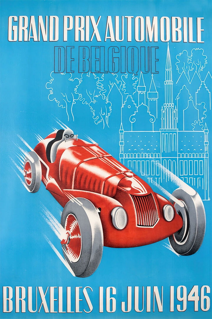 Grand Prix Automobile 16 Juin 1940s Vintage Style Car Wall Art - 12x18 ...