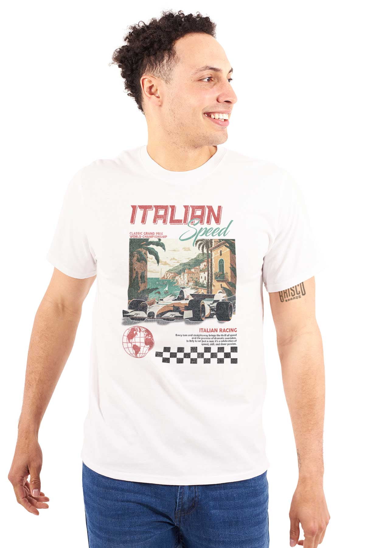 Grand Prix Italian Speed Racing Car Men's Big & Tall Crewneck Graphic ...