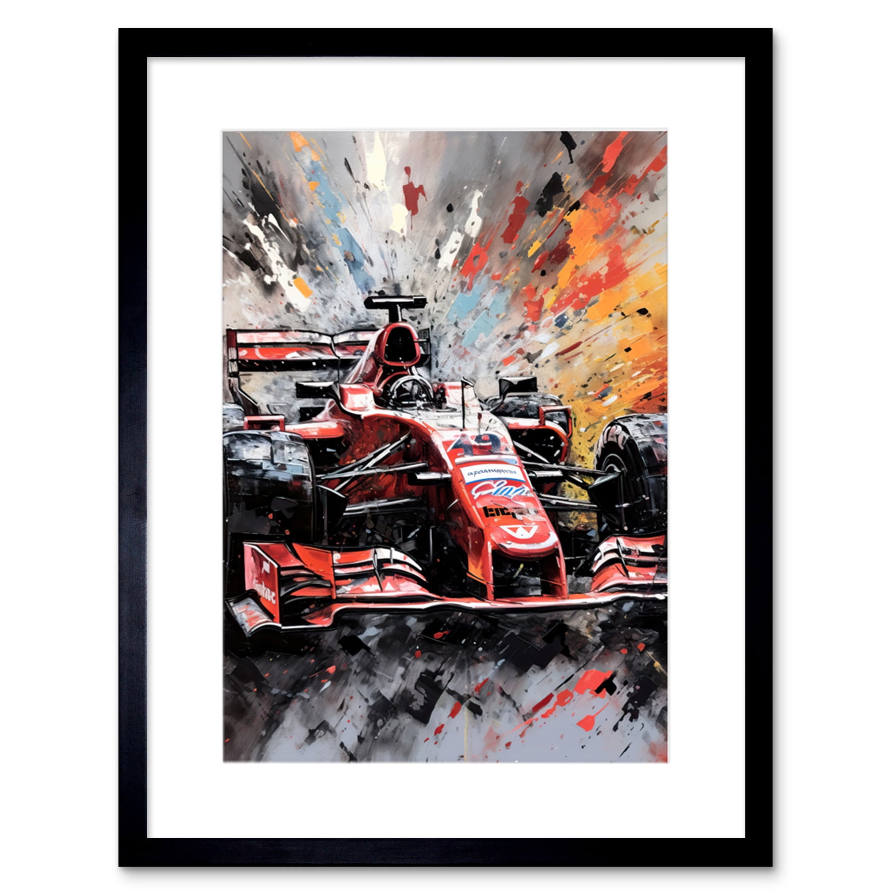 Grand Prix Paint Splat Red Race Car Bold Artwork Framed Wall Art Print ...