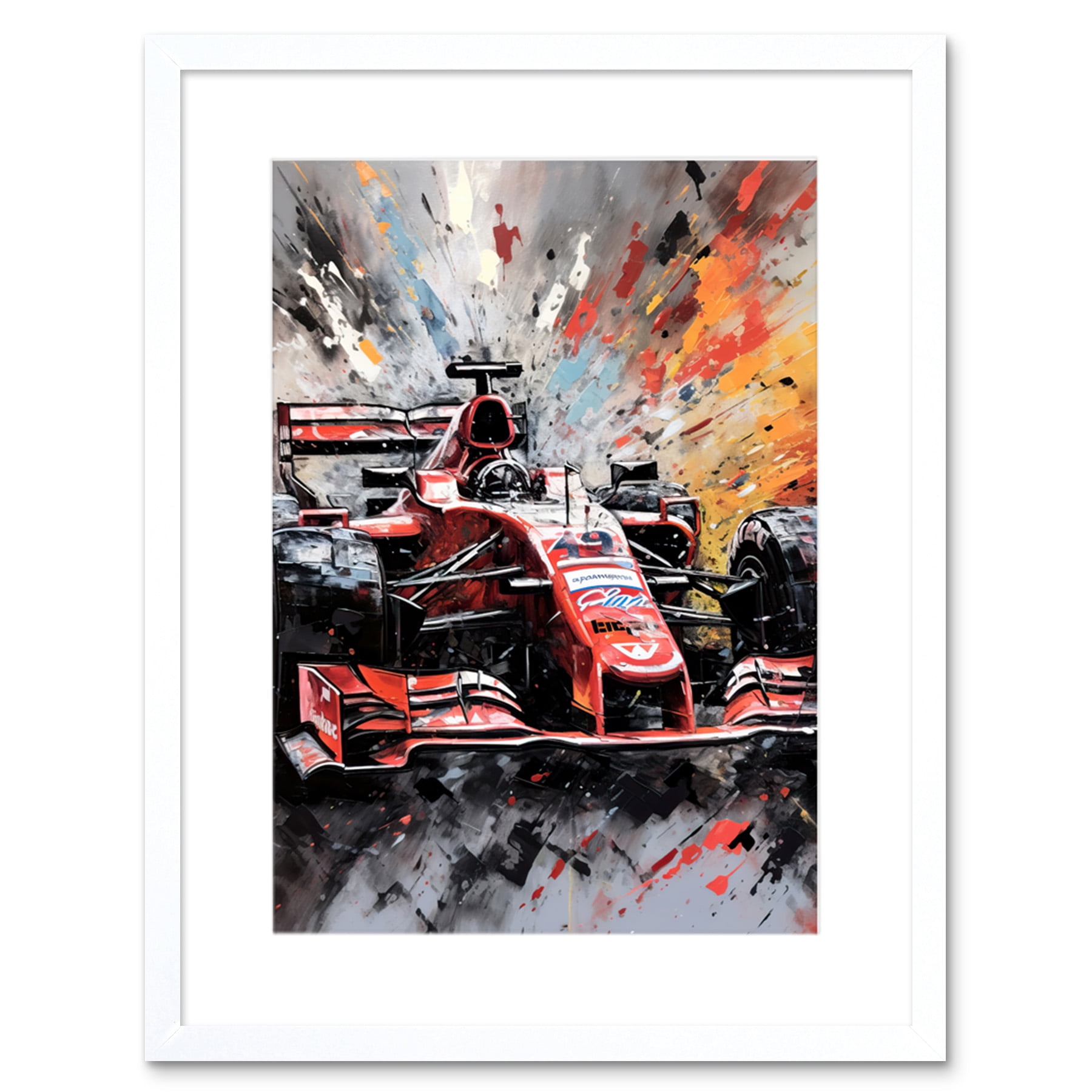 Grand Prix Paint Splat Red Race Car Bold Artwork Framed Wall Art Print ...