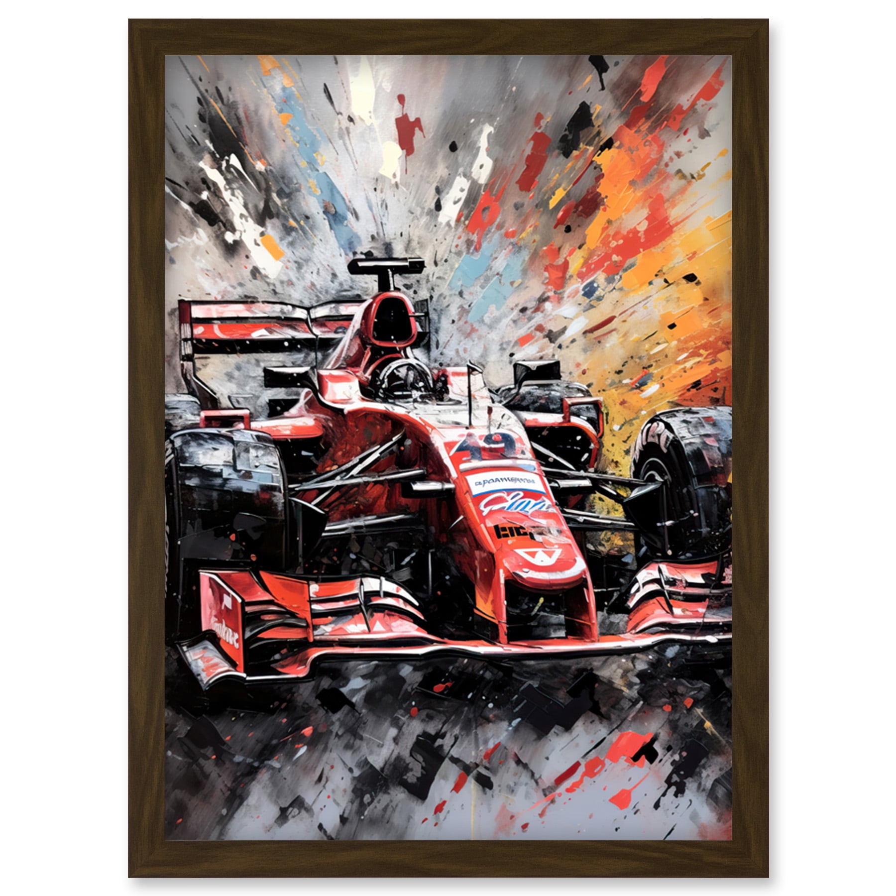 Grand Prix Paint Splat Red Race Car Bold Artwork Framed Wall Art Print ...