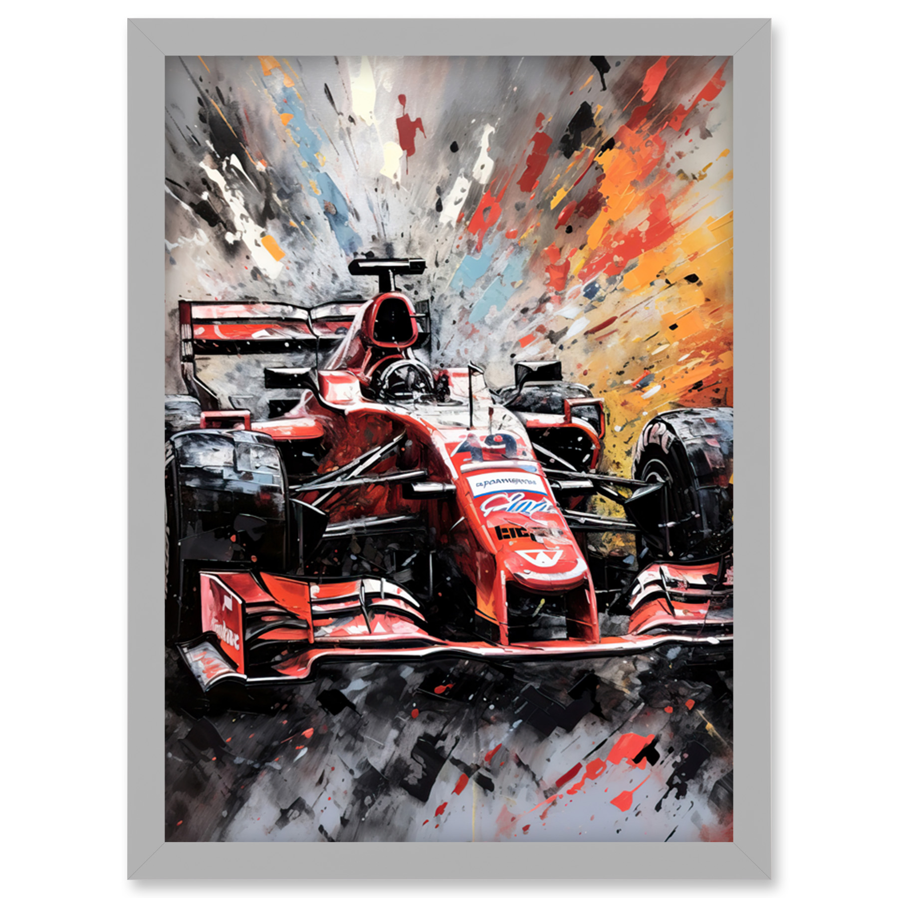 Grand Prix Paint Splat Red Race Car Bold Artwork Framed Wall Art Print ...