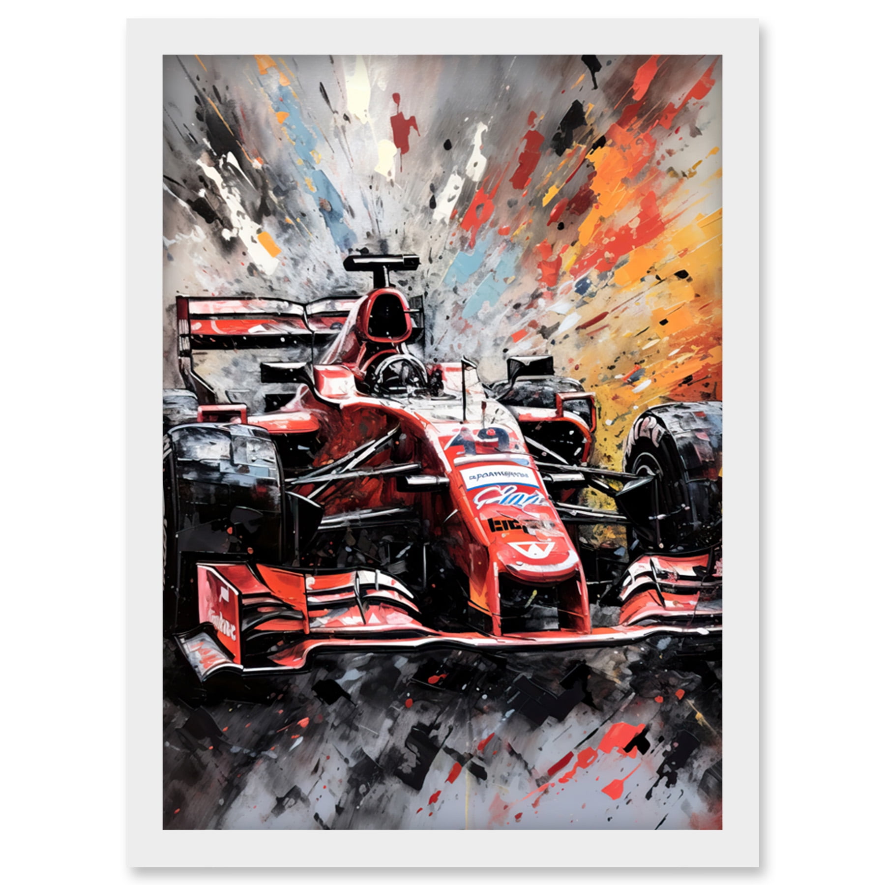 Grand Prix Paint Splat Red Race Car Bold Artwork Framed Wall Art Print ...