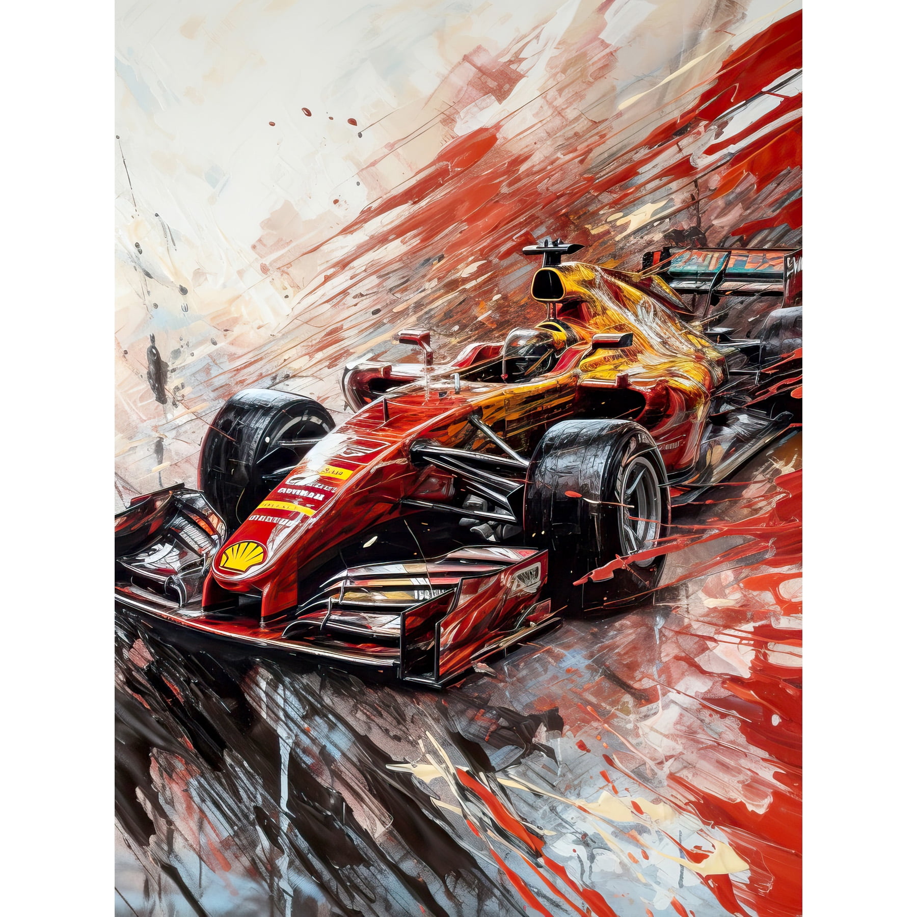 Grand Prix Red Race Car Action Shot Paint Splat Extra Large XL Wall Art ...