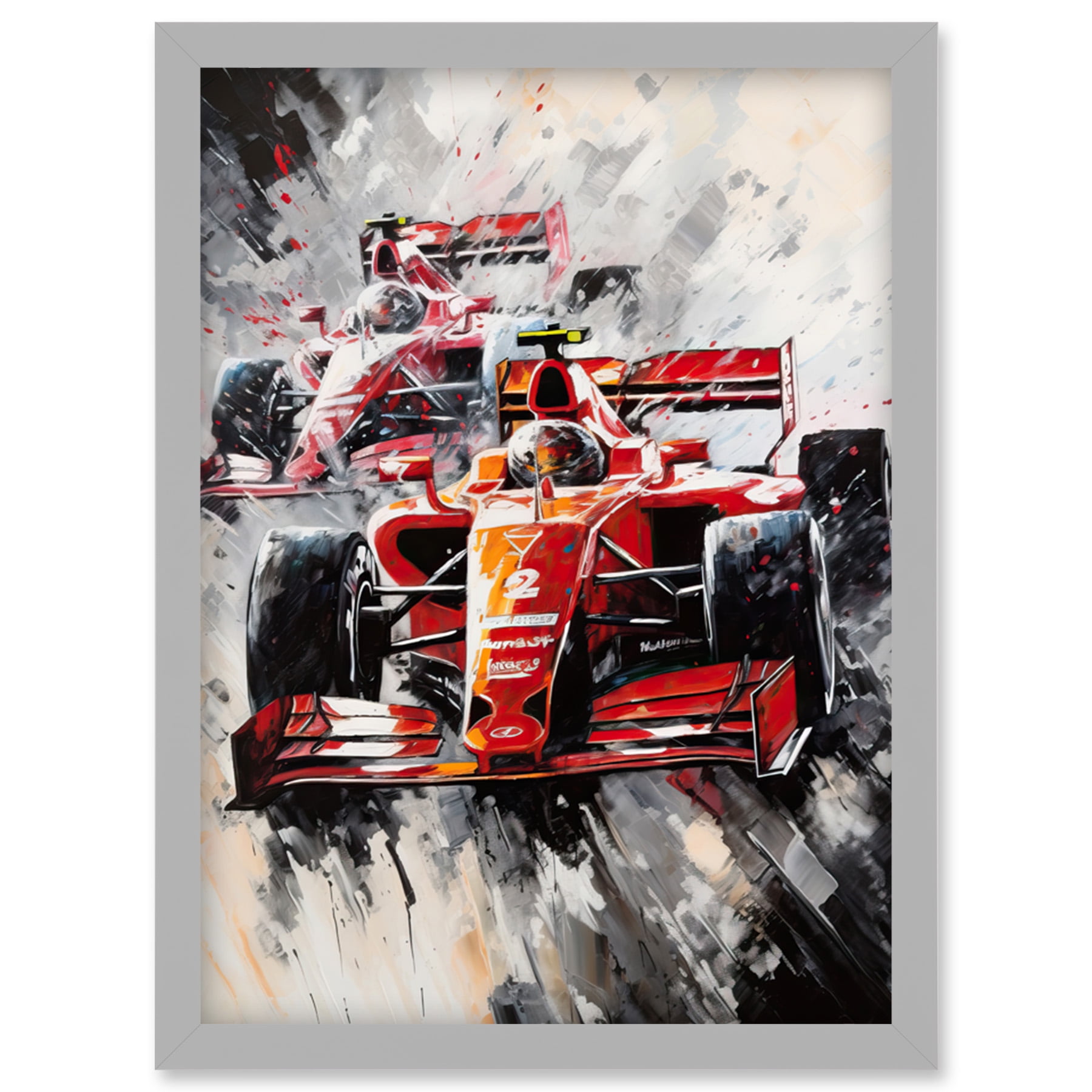 Grand Prix Track Circuit Cars Racing Paint Splat Artwork Framed Wall ...