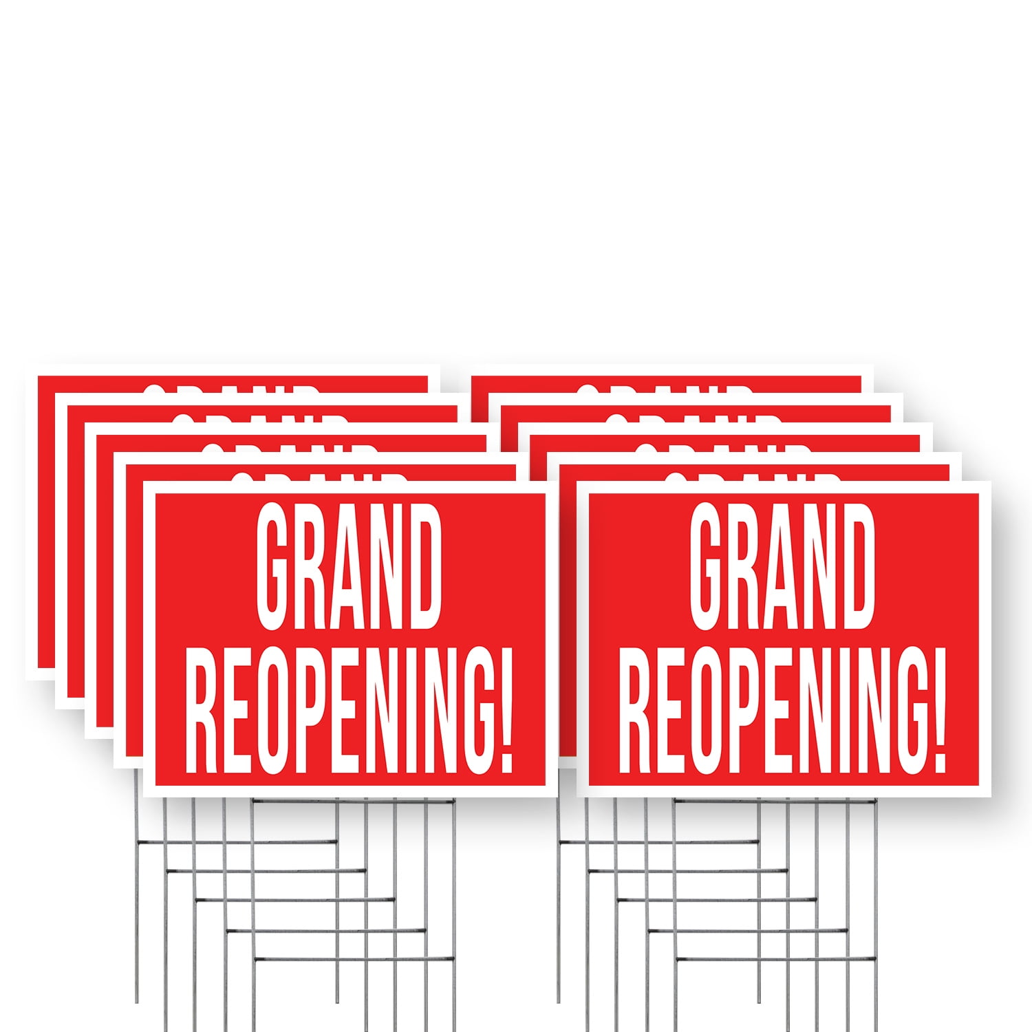 Grand Reopening Yard Sign 10 Pack of 18 Inch x 24 Inch Single Sided ...