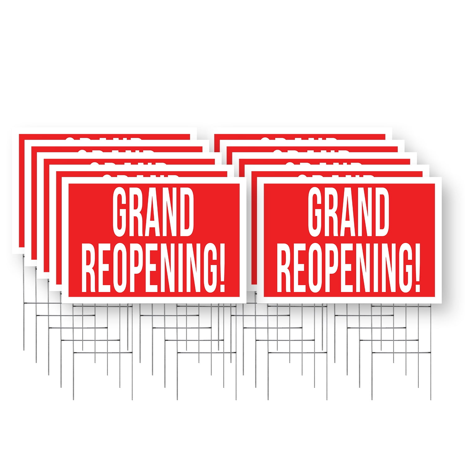 Grand Reopening Yard Sign 10 Pack of 24 Inch x 36 Inch Double Sided ...
