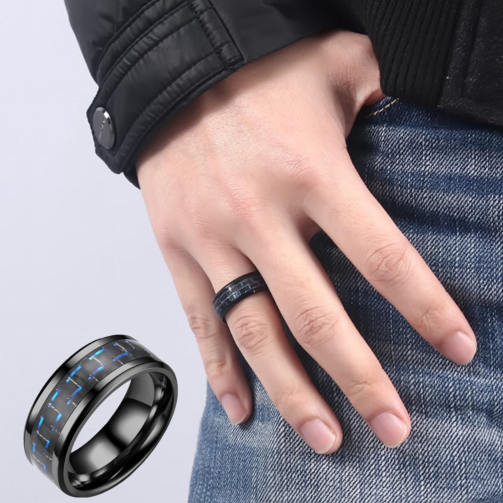 Grand Sale! WEANT Mens Wedding Band In Titanium 8MM Ring Black Plated ...