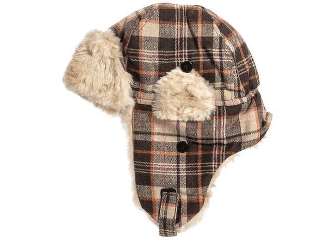 Grand Sierra Plaid Kids Trapper Hat - Wool Blend, Faux-Fur Lining, Ear ...