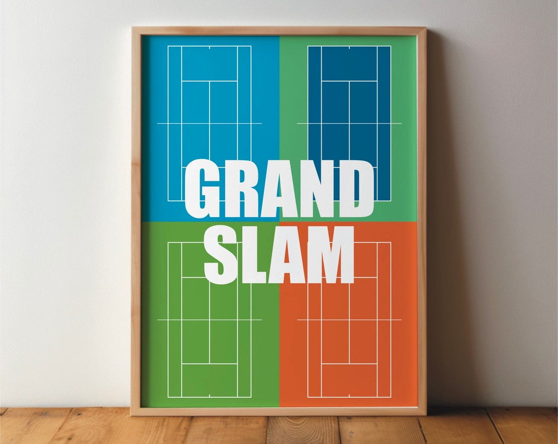 Grand Slam 4 Courts Tennis Sports Court Poster - Sports Lovers Art ...