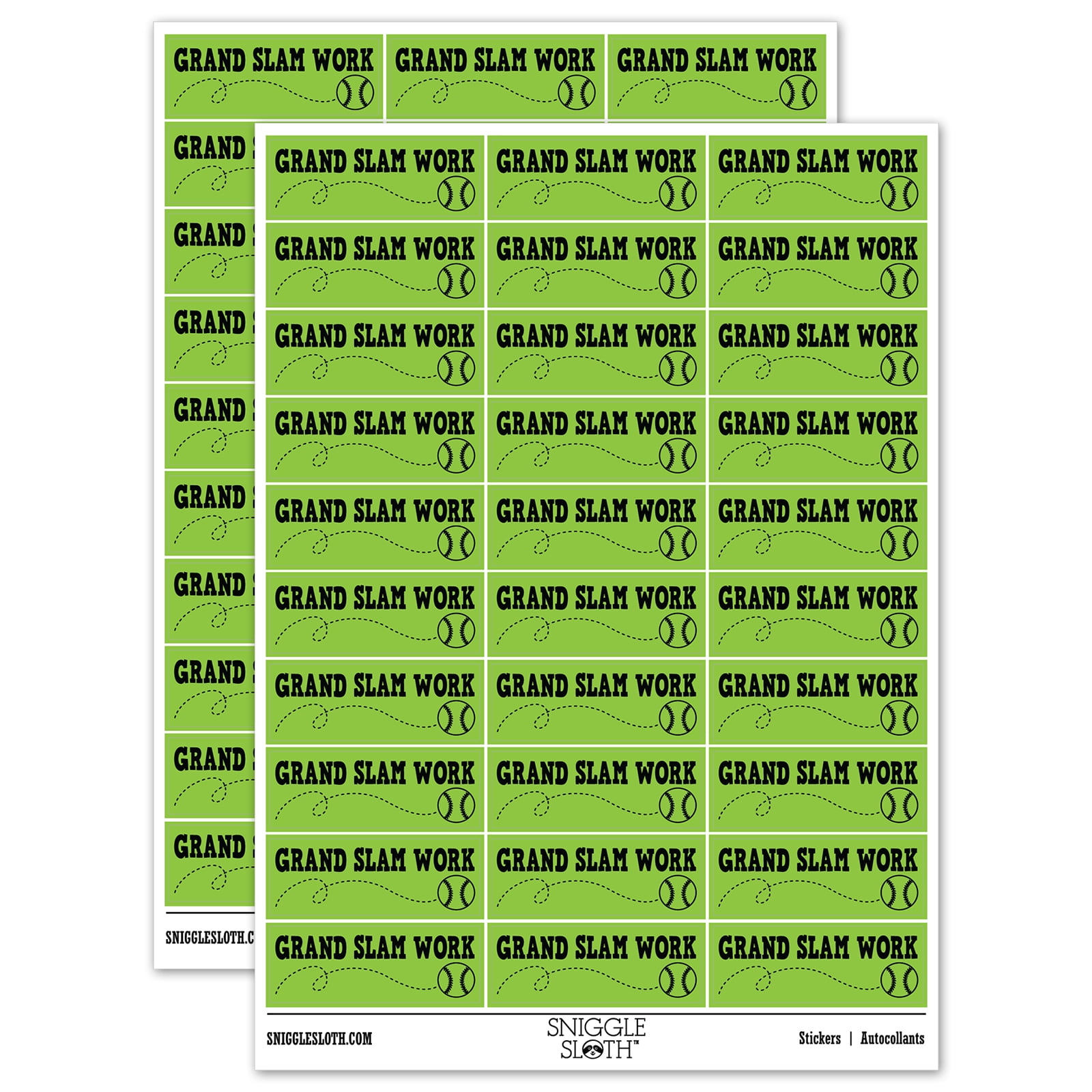 Grand Slam Work Baseball Teacher Student School Sticker Set - Light ...