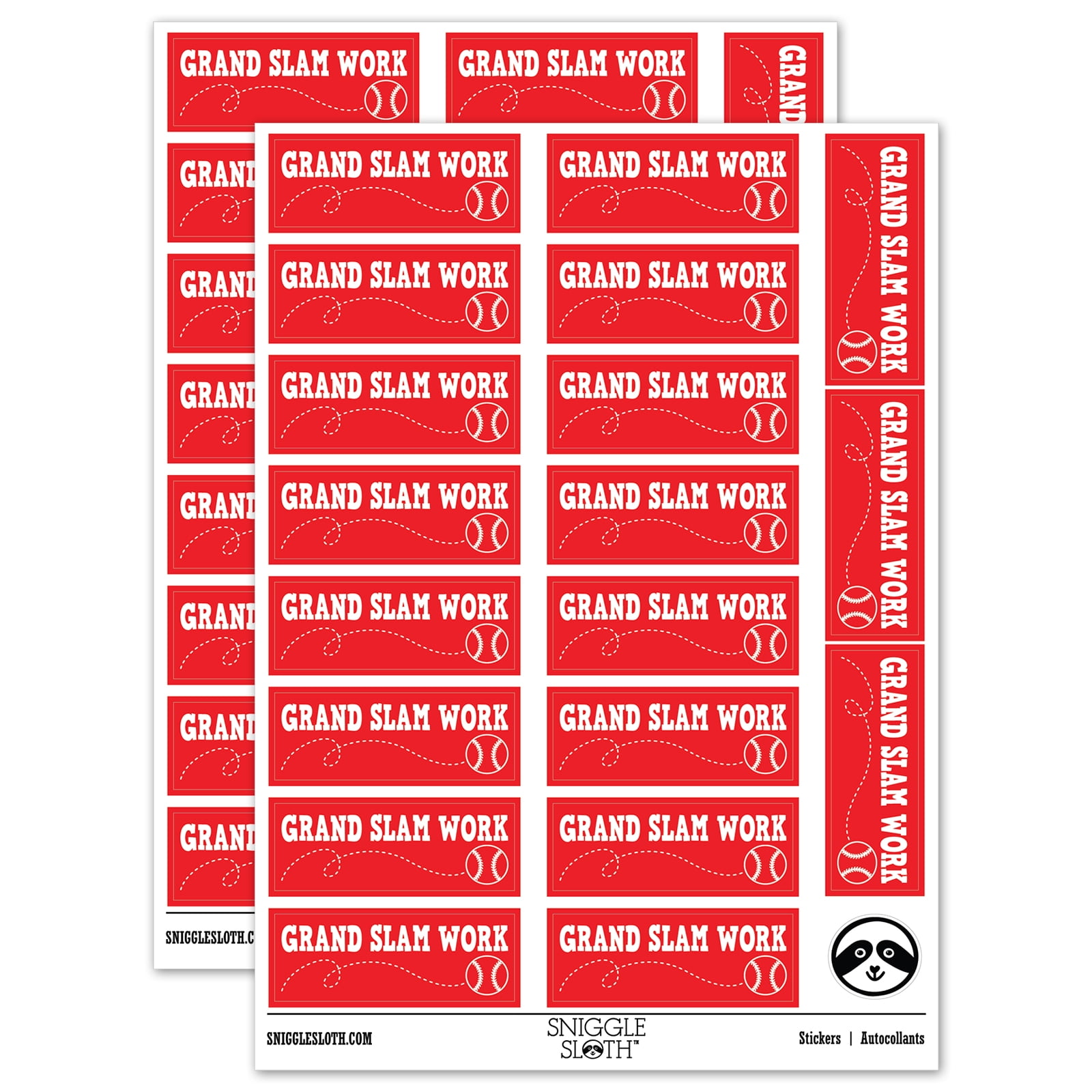 Grand Slam Work Baseball Teacher Student School Sticker Set - Red ...