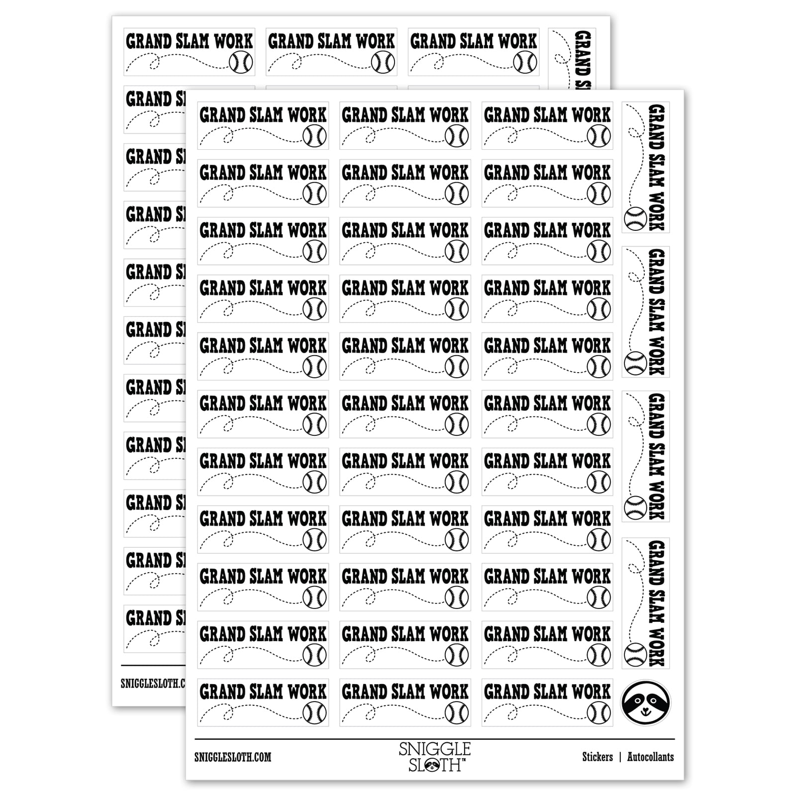 Grand Slam Work Baseball Teacher Student School Sticker Set - White ...
