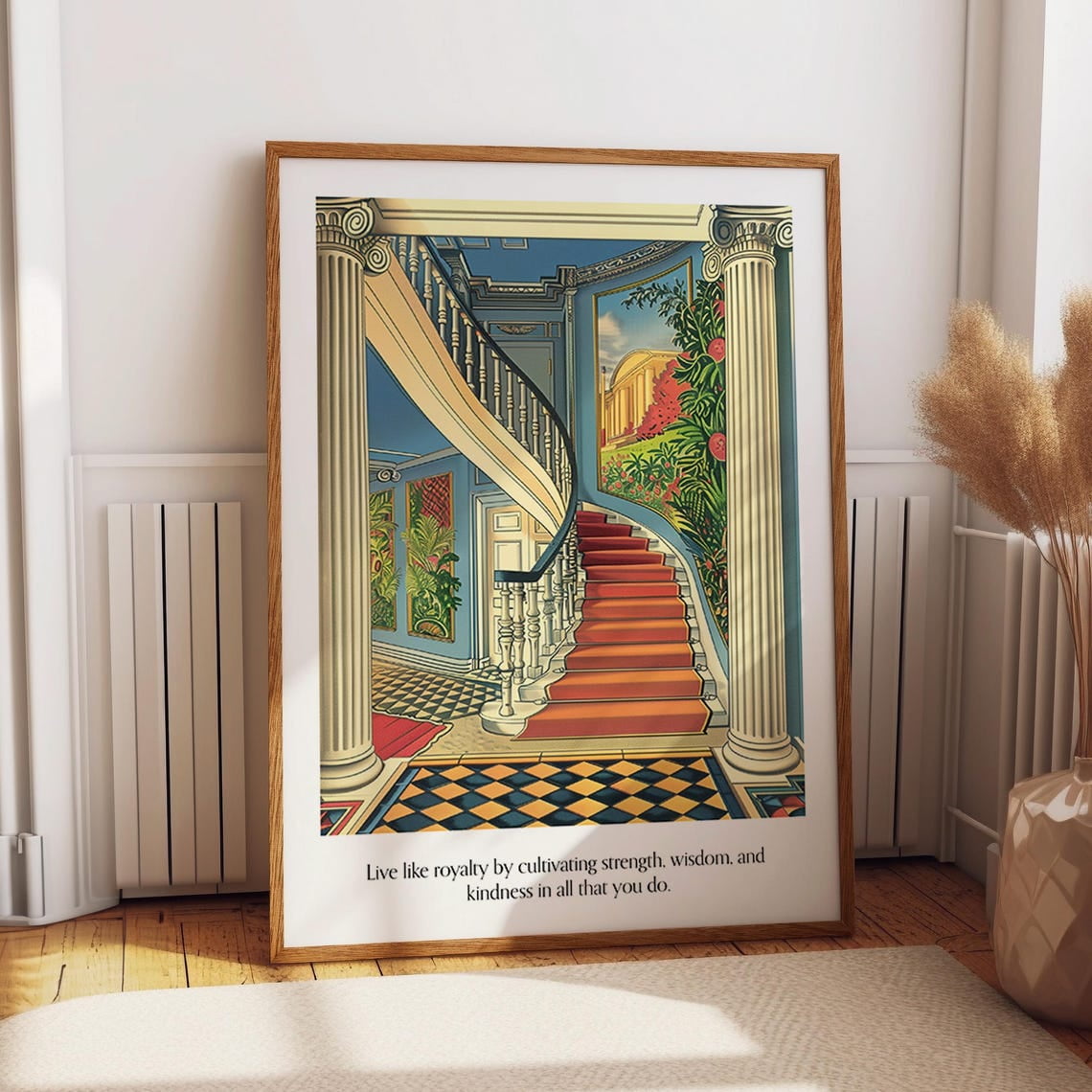 Grand Staircase Print – Regal Interior Architectural Artwork – Elegant ...