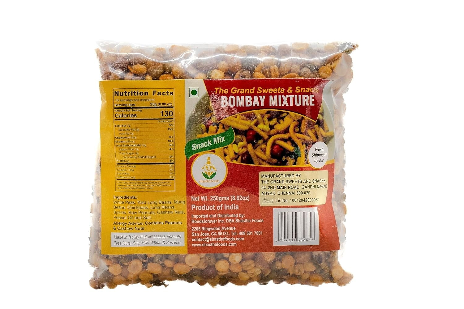 Grand Sweets and Snacks Bombay Mixture (Pack of 2) Each Pkt 250g (B-P ...