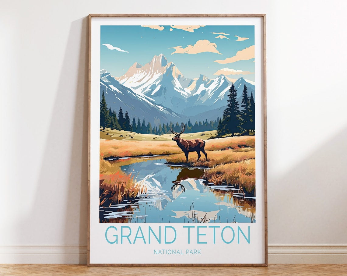 Grand Teton National Park California Travel Poster, Grand Teton ...