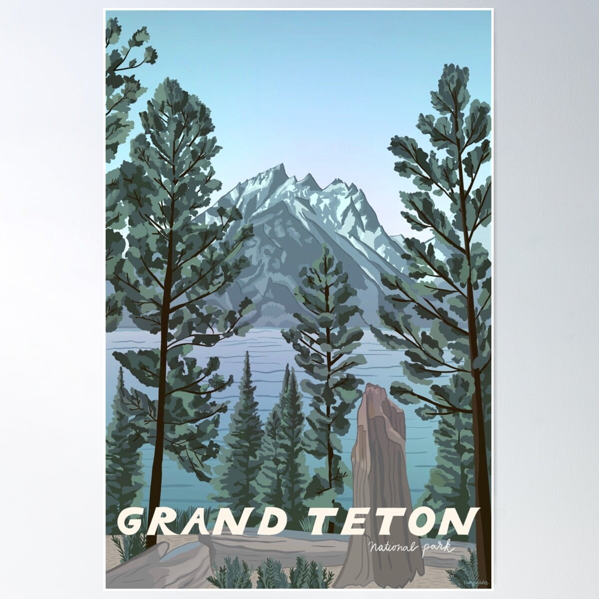 Grand Teton National Park, Illustrated National Parks Art, Wyoming ...