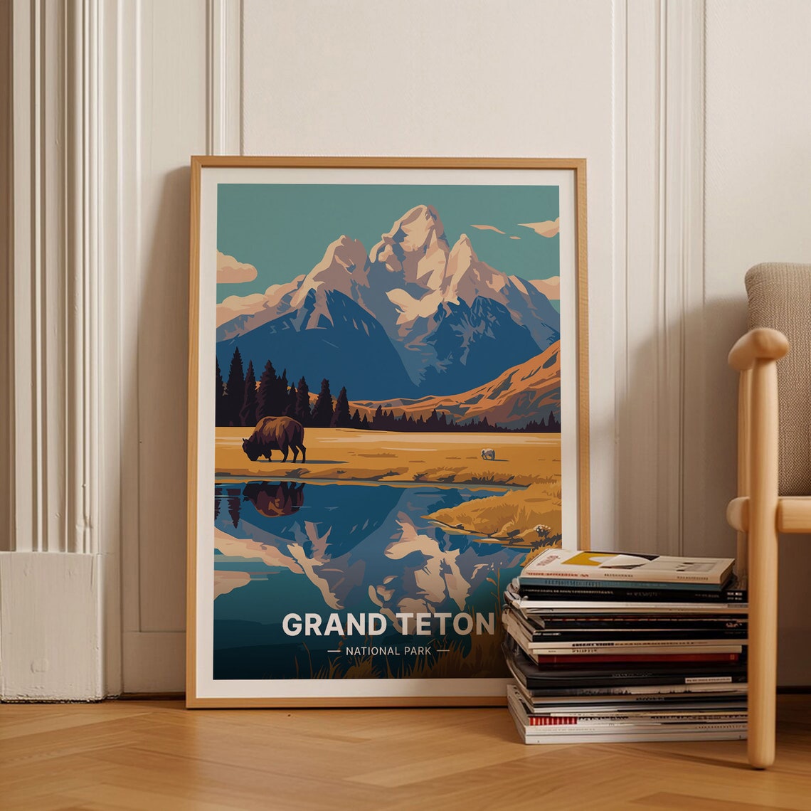 Grand Teton National Park Poster, Scenic Travel Wall Art, Adventure ...
