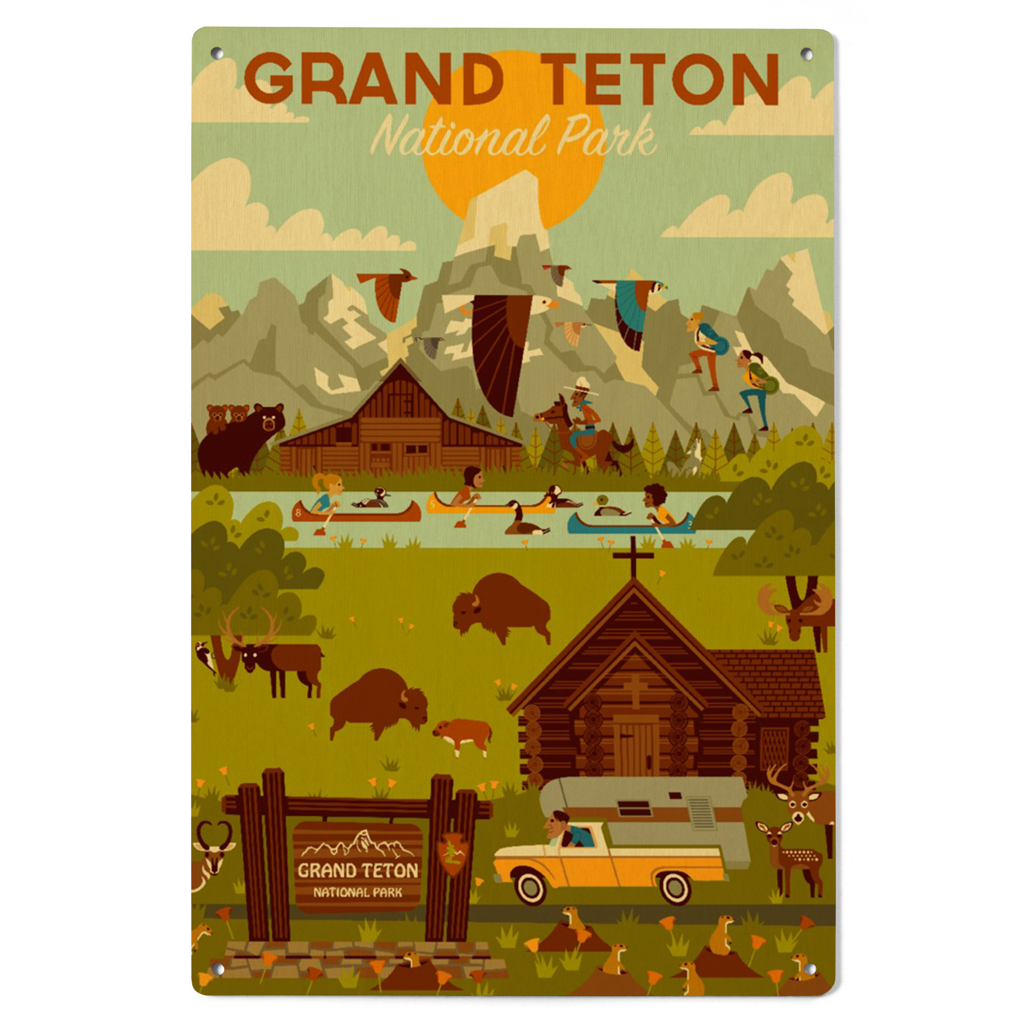 Grand Teton National Park, Wyoming, Geometric National Park Series ...