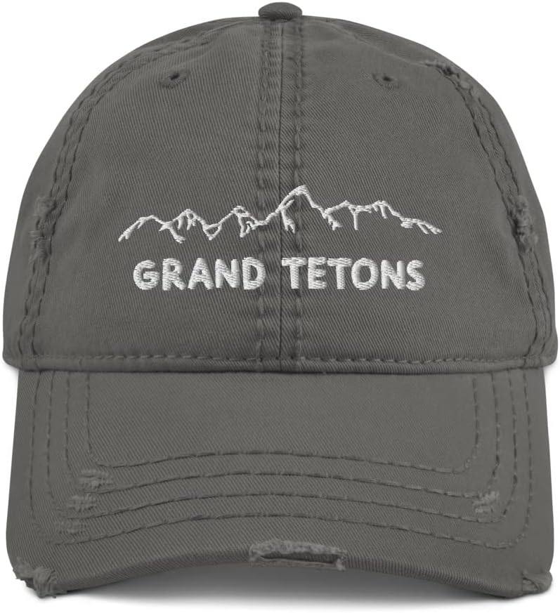 Grand Tetons Distressed Dad Hat, Travel Hat, Jackson Hole , Wyoming ...
