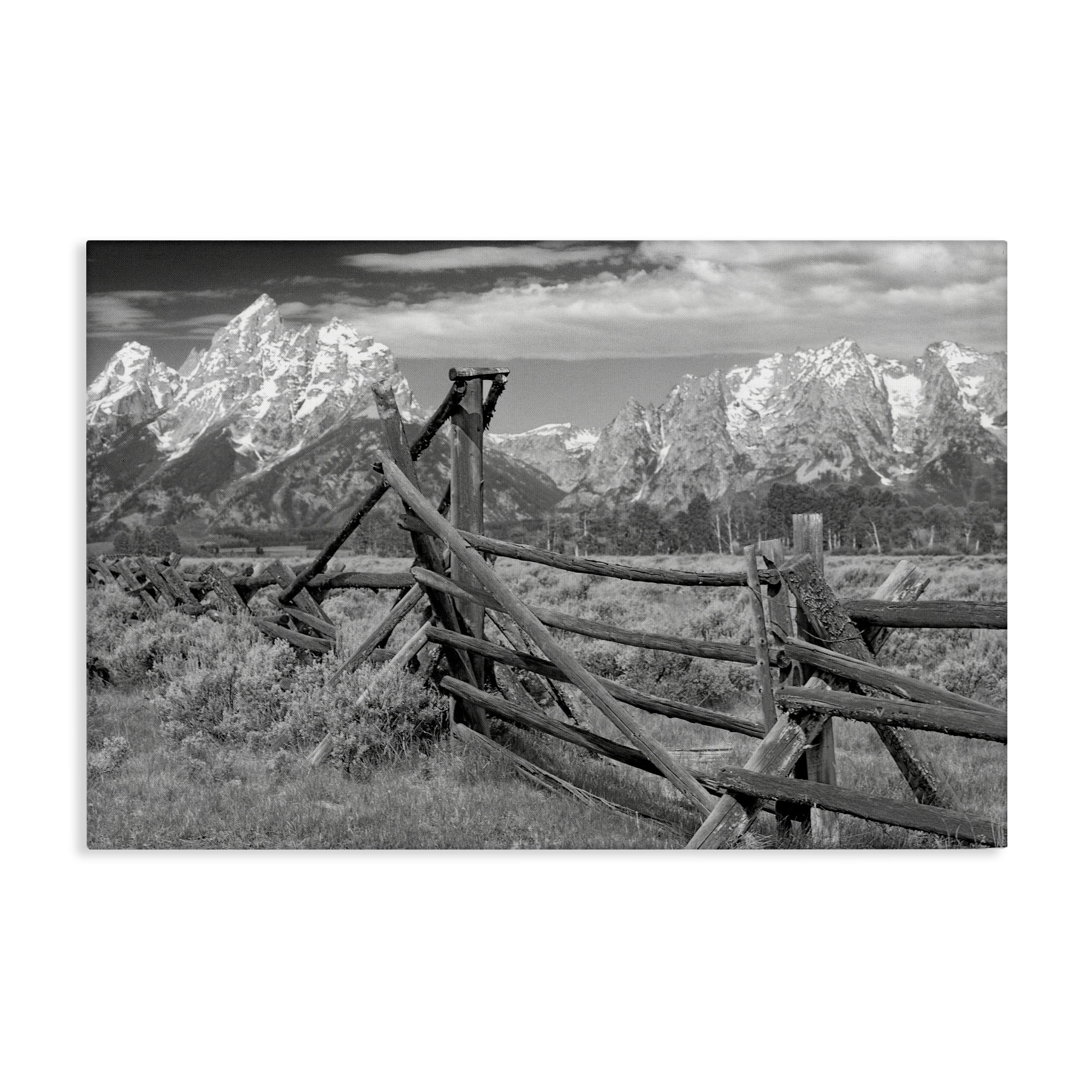 Grand Tetons Mountains & Fence Canvas Wall Art, design by MJ ...