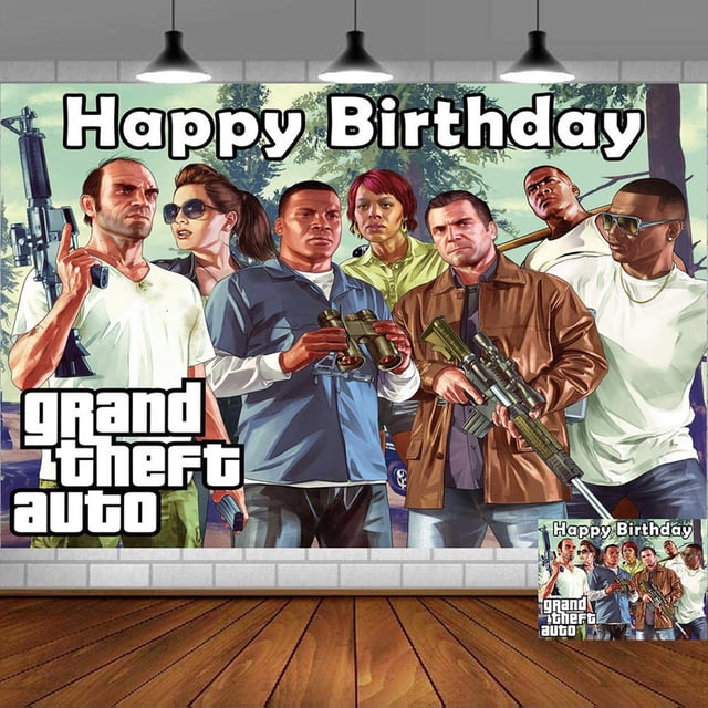 Grand Theft Auto Backdrop Banner Party Supplies Poster Movie Theme ...