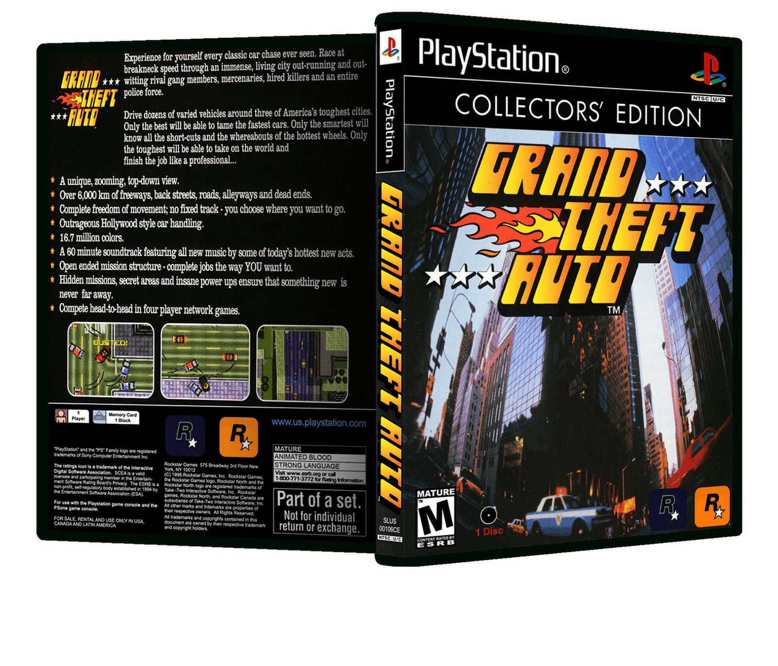 Grand Theft Auto: Collector's - CUSTOM PS1 Replacement Cover art & Case ...