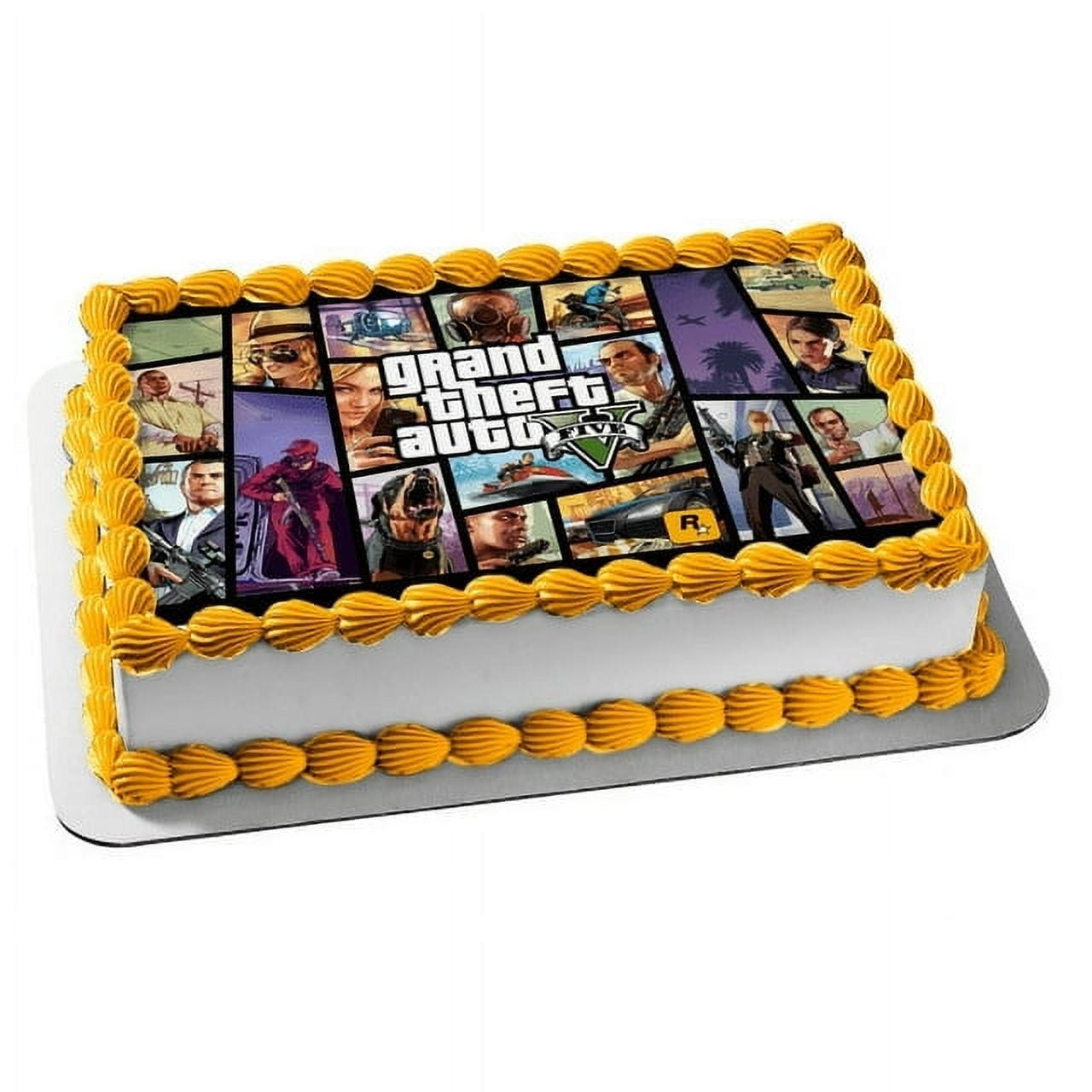 Grand Theft Auto Five Guns Cars Birthday Edible Image Cake Topper For ...