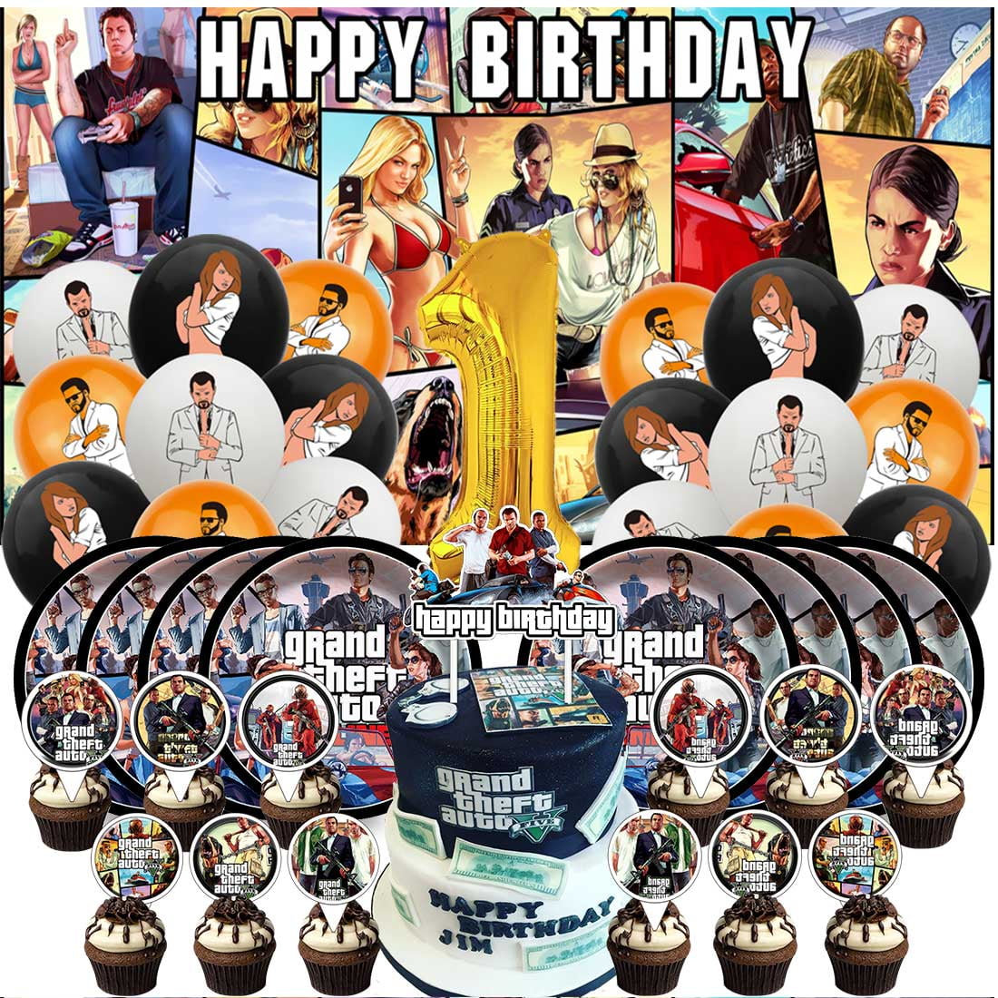 Grand Theft Auto GTA Balloons Party Supplies 1st Decor Tableware ...