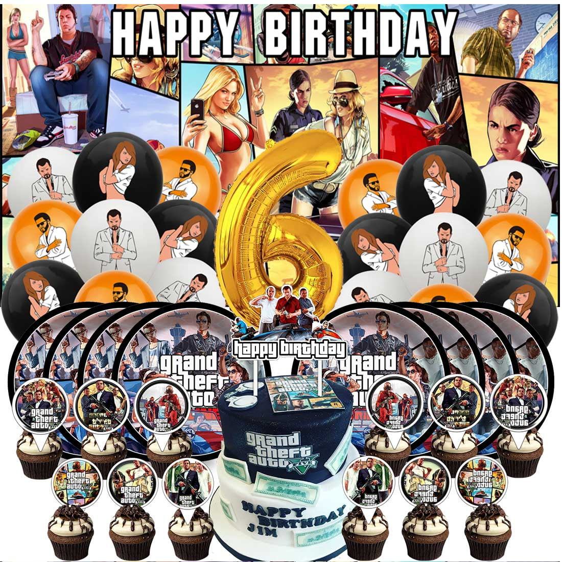 Grand Theft Auto GTA Balloons Party Supplies 6th Decor Tableware ...