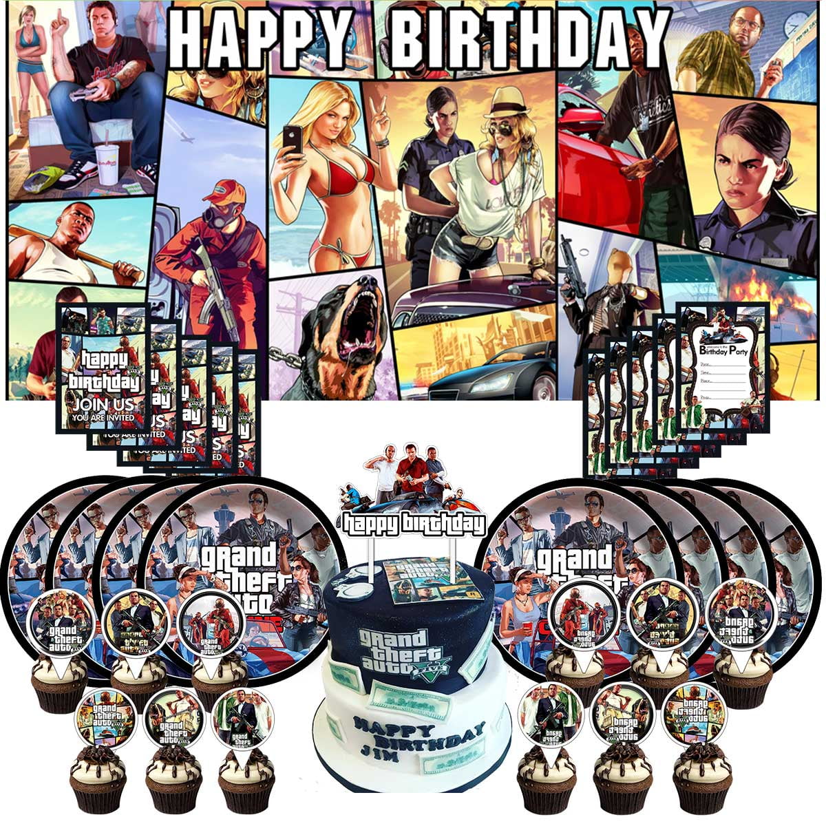 Grand Theft Auto GTA Invitation Cards Invite Party Supplies Decor ...