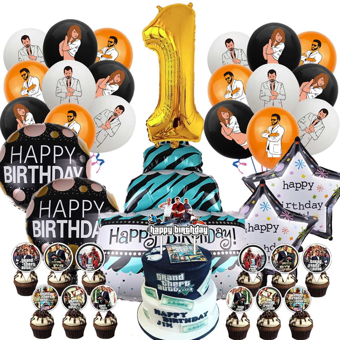 Grand Theft Auto GTA Party Supplies 1st Decor Kit Balloons Birthday ...