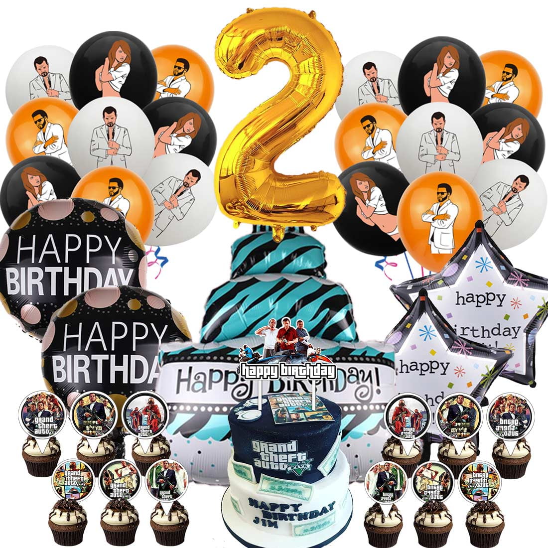 Grand Theft Auto GTA Party Supplies 2nd Decor Kit Balloons Birthday ...