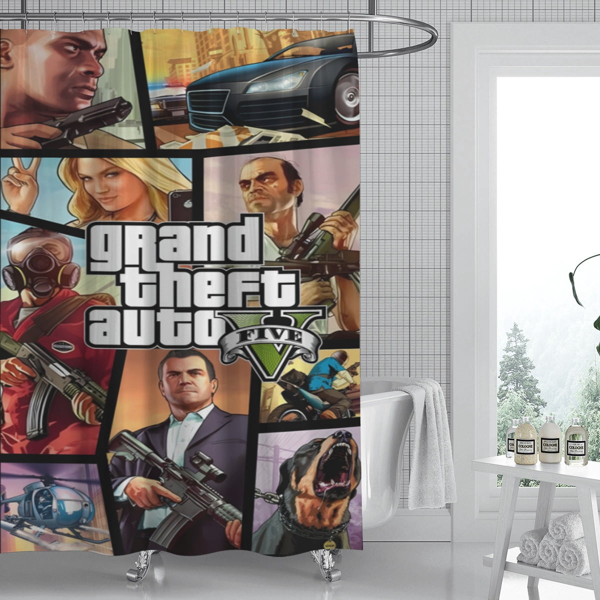 Grand Theft Auto GTA shower curtain comes with an iconic design ...