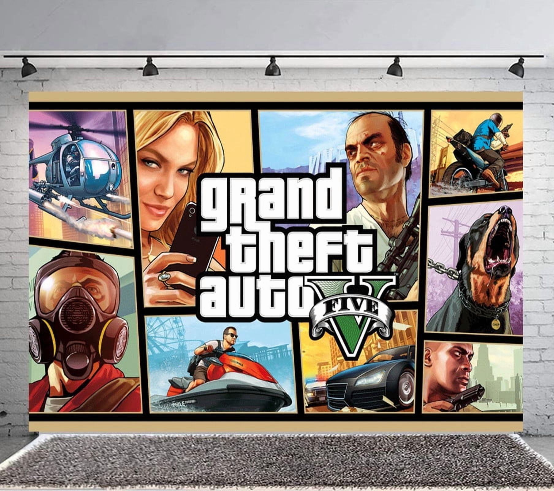 Grand Theft Auto Gra5 Backdrop Banner Party Supplies Poster Movie Theme ...