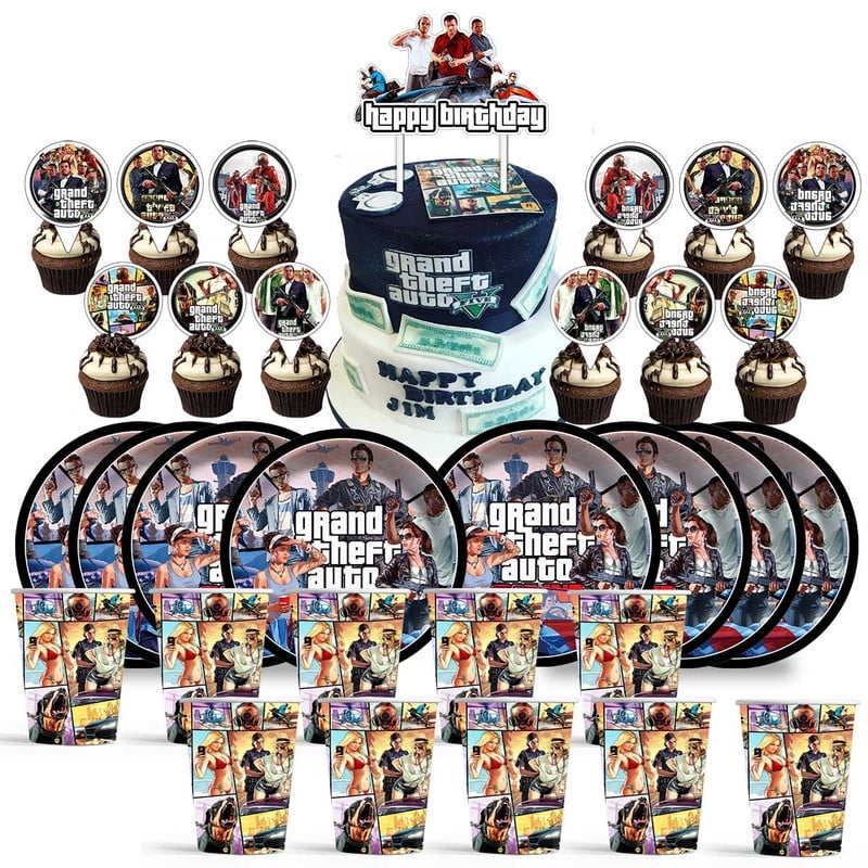 Grand Theft Auto Gra5/GTA Birthday Decorations Plates Cups Party ...