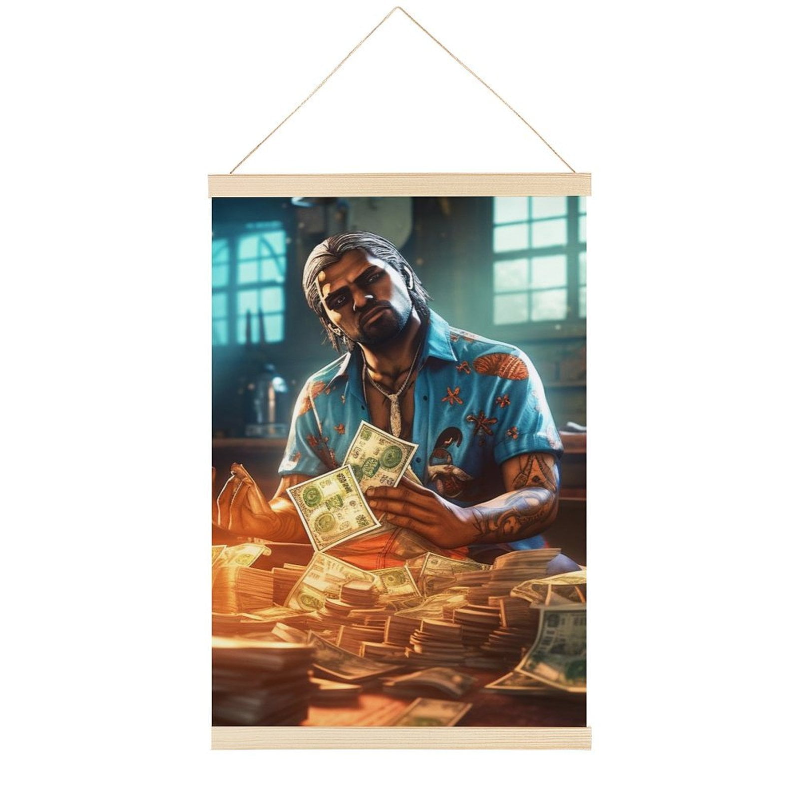 Grand Theft Auto Poster Hanger Art, Game Scroll Poster, Wood Magnet ...