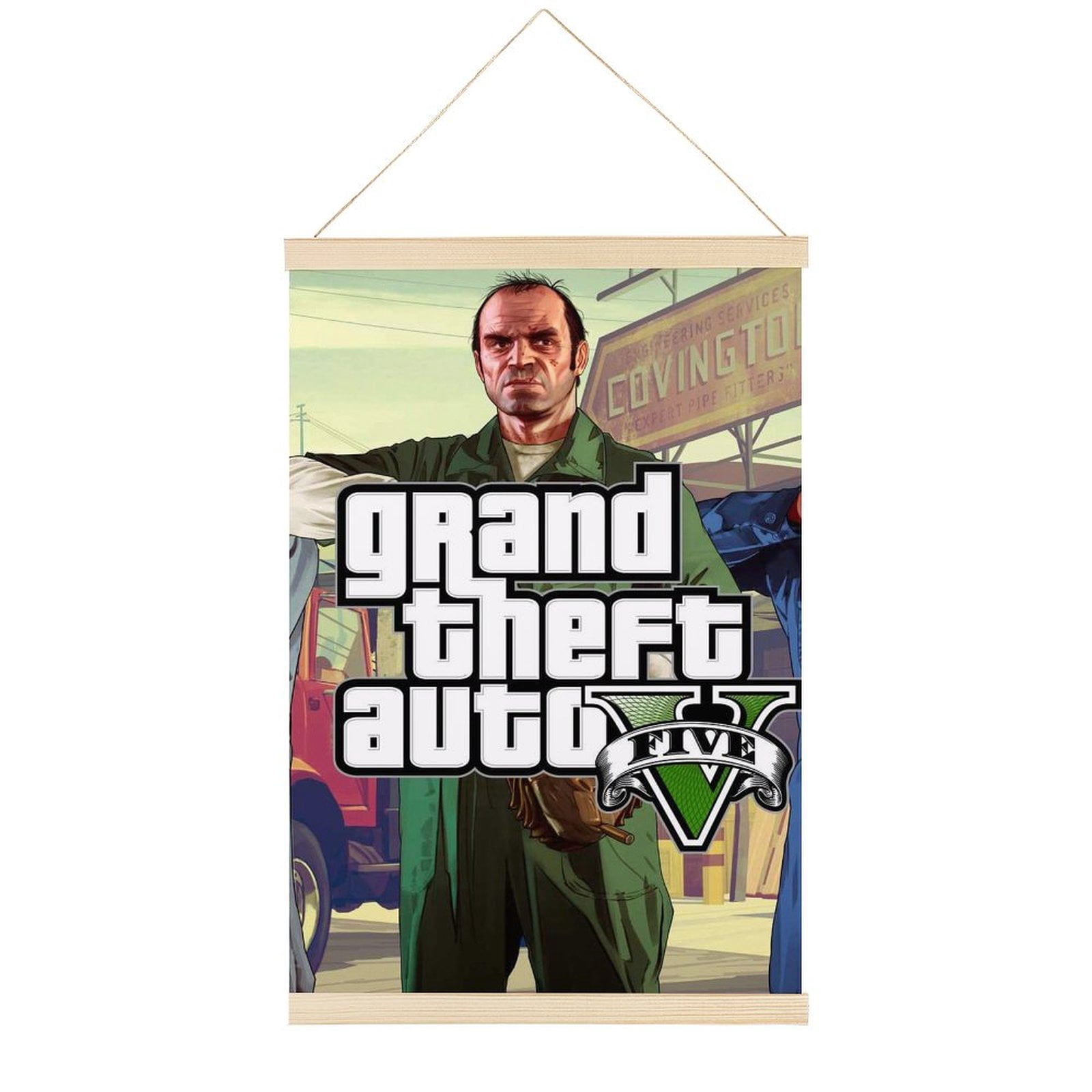 Grand Theft Auto Poster Hanger Art, Game Scroll Poster, Wood Magnet ...