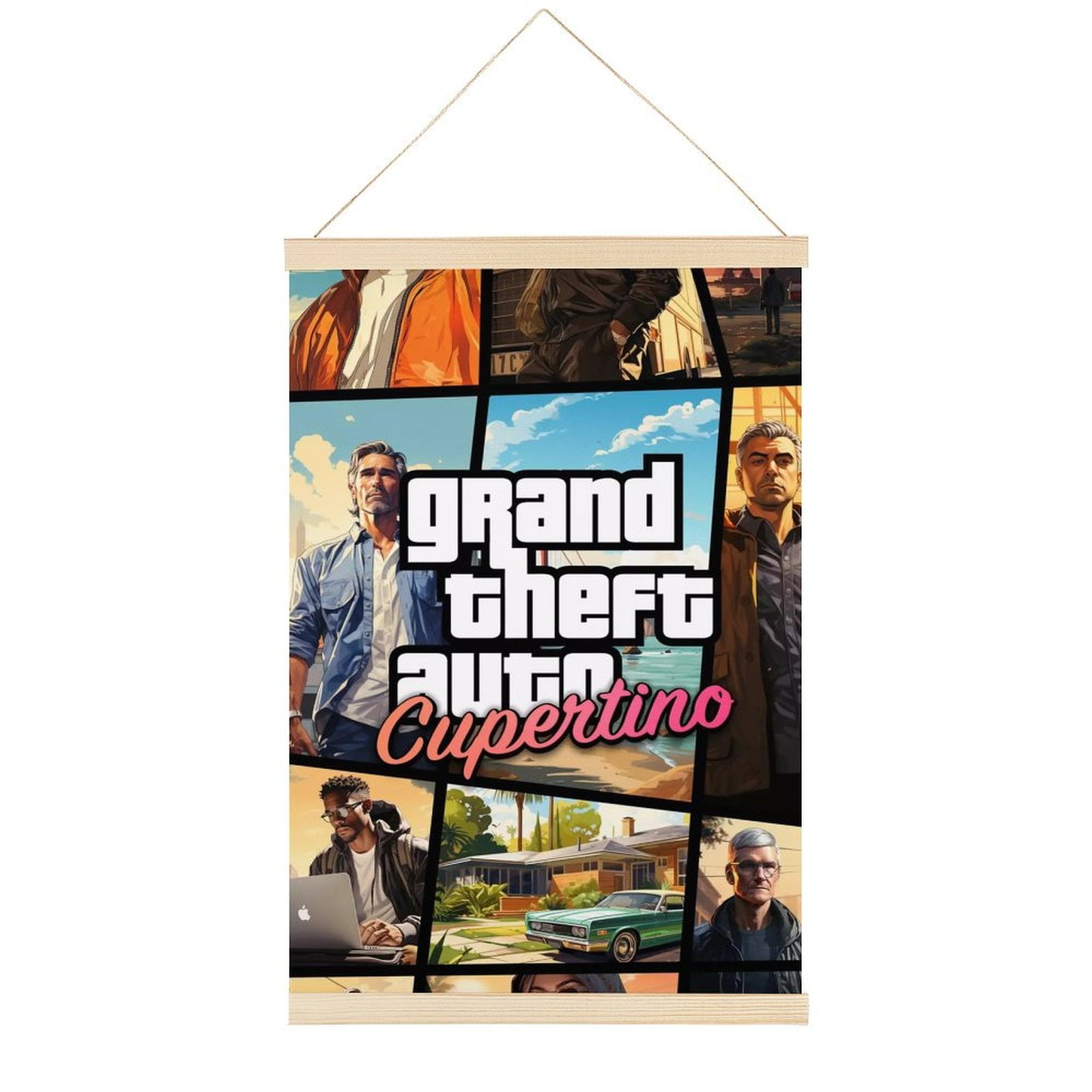 Grand Theft Auto Poster Hanger Art, Game Scroll Poster, Wood Magnet ...