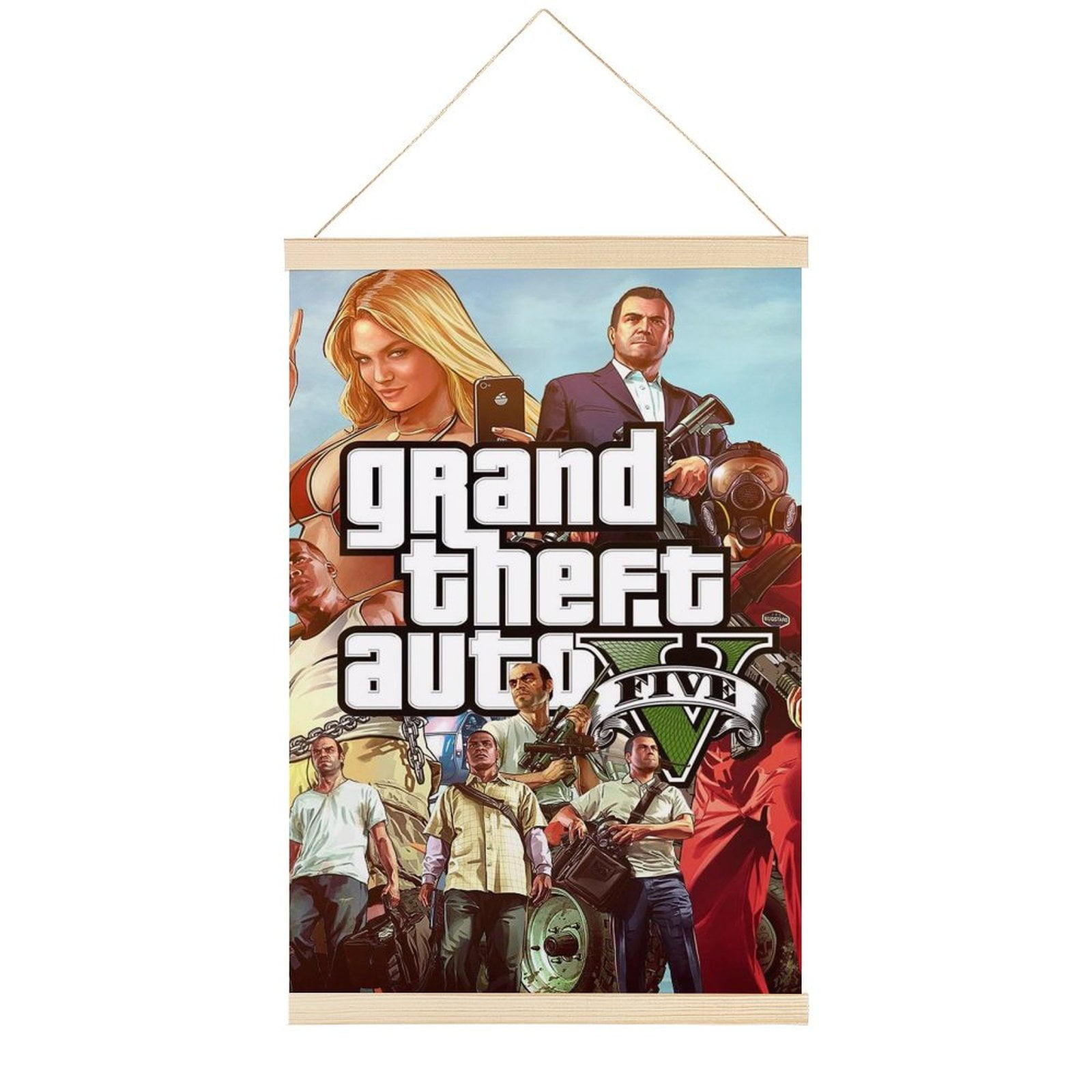 Grand Theft Auto Poster Hanger Art, Game Scroll Poster, Wood Magnet ...
