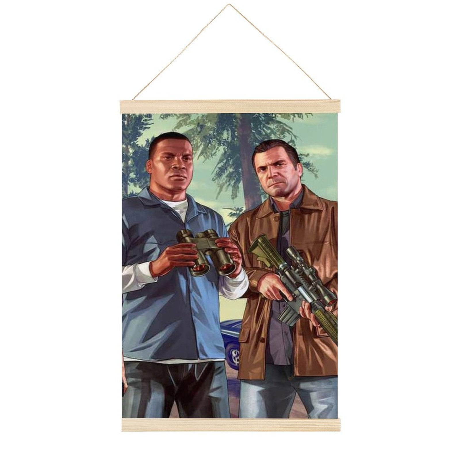Grand Theft Auto Poster Hanger Art, Game Scroll Poster, Wood Magnet ...