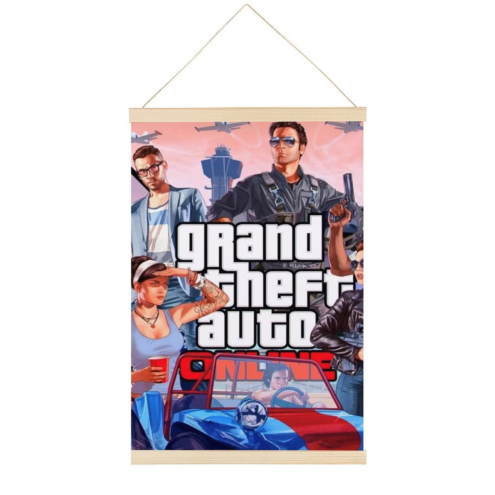 Grand Theft Auto Poster Hanger Art, Game Scroll Poster, Wood Magnet ...
